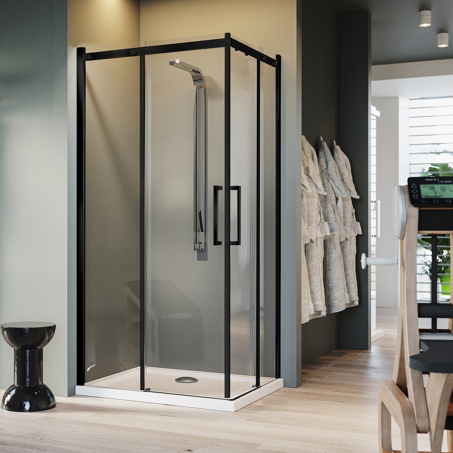 Cabine de douche Rectangulaire 80x90CM H200 Verre Transparent 8mm ...