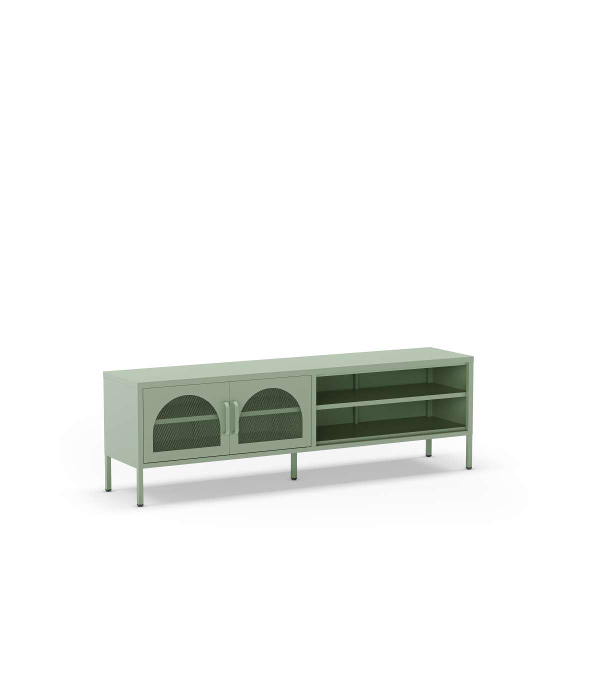 Mueble televisión modelo Dora 2 puertas acabado metal verde menta ...
