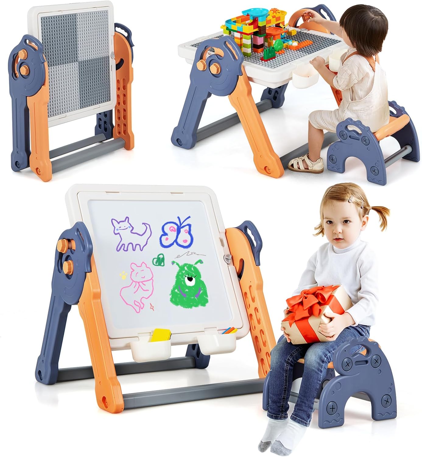 6 en 1 Table Enfant 3 Ans+ et Chaise-Tableau Enfant Pliable- Multi ...
