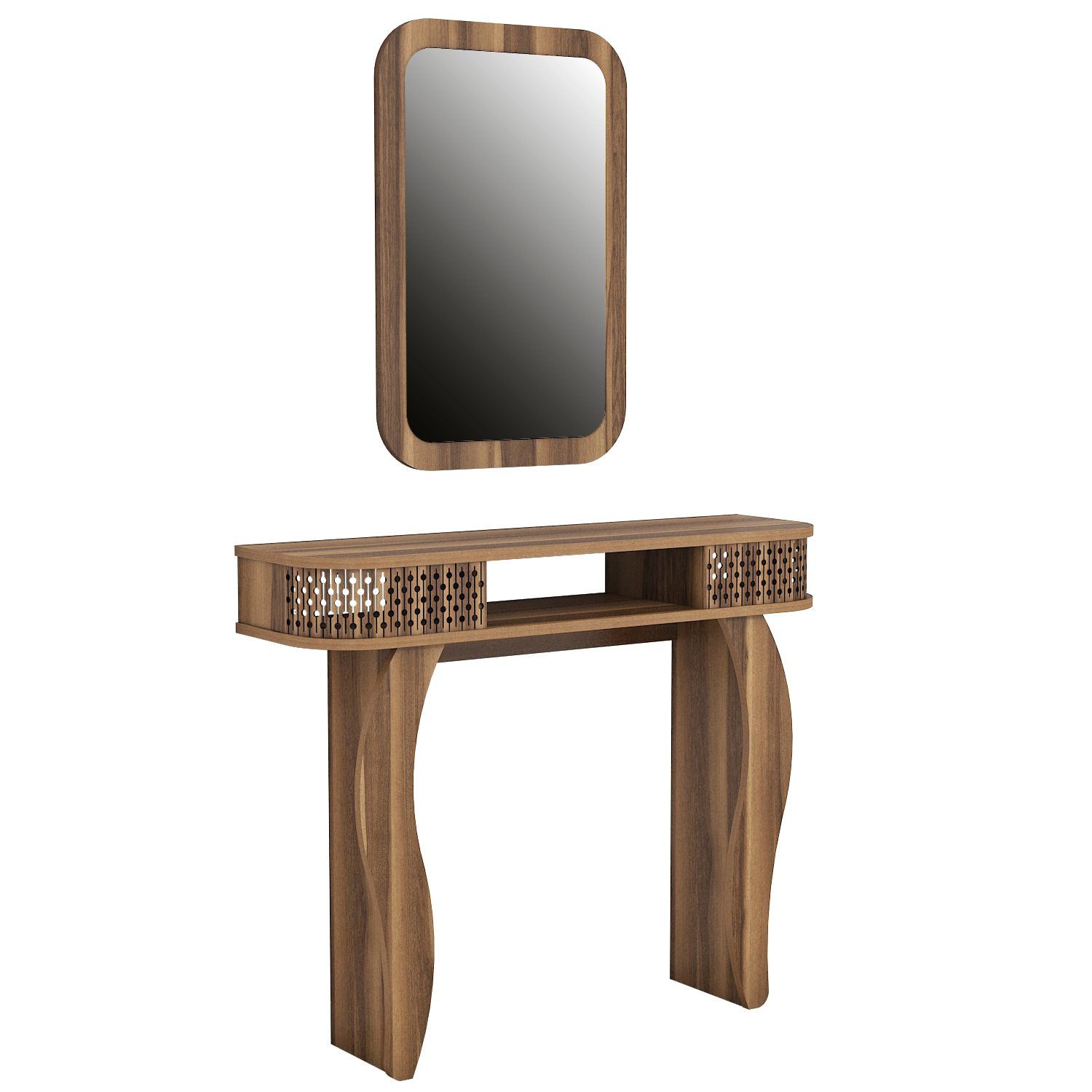 Console L105cm avec miroir mural 51x76cm Basalt Bois foncé | Leroy Merlin