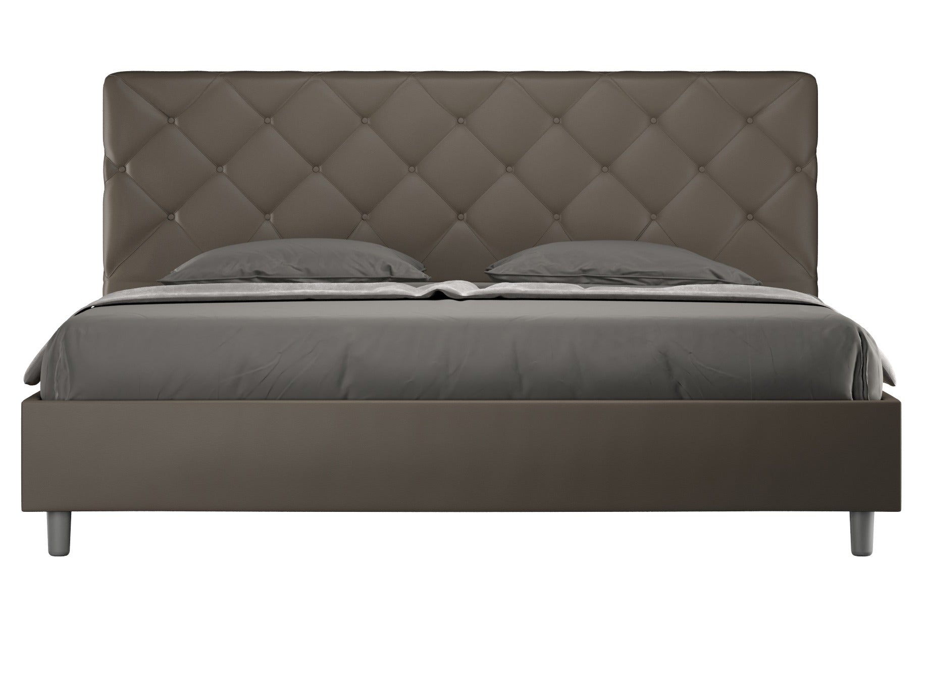 Lit adulte italien matelassé simili cuir Paryse-Couleur Marron-180x200 ...