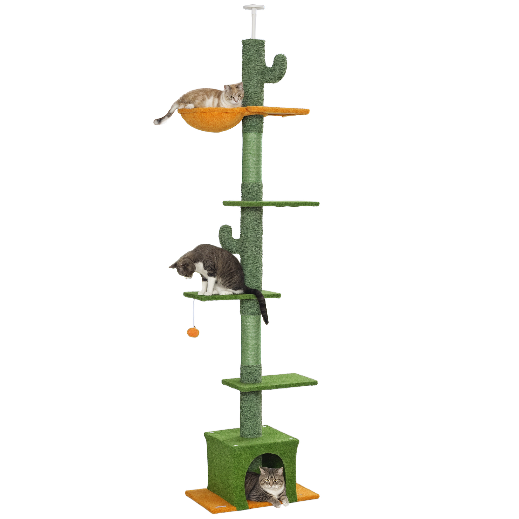 Arbre à chat, hauteur 275cm, 6 niveaux pour chat d'intérieur, du sol au ...