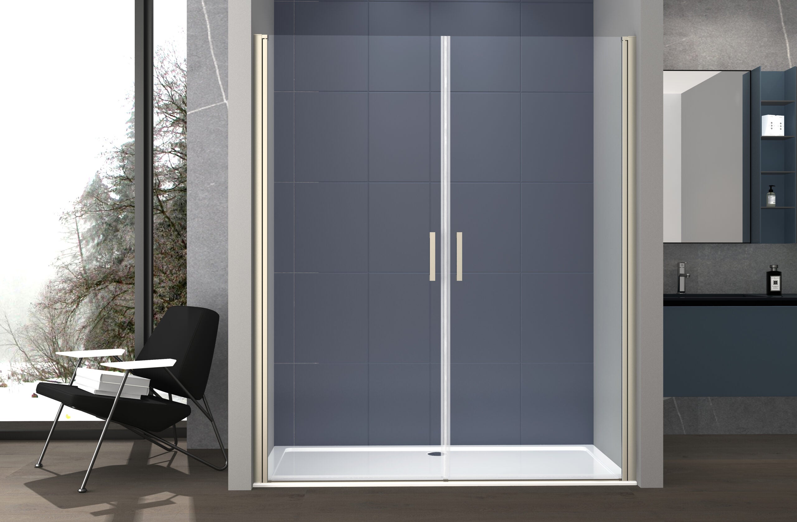 Cabine de douche niche 80 cm avec double porte, hauteur 200 cm, verre 6 ...