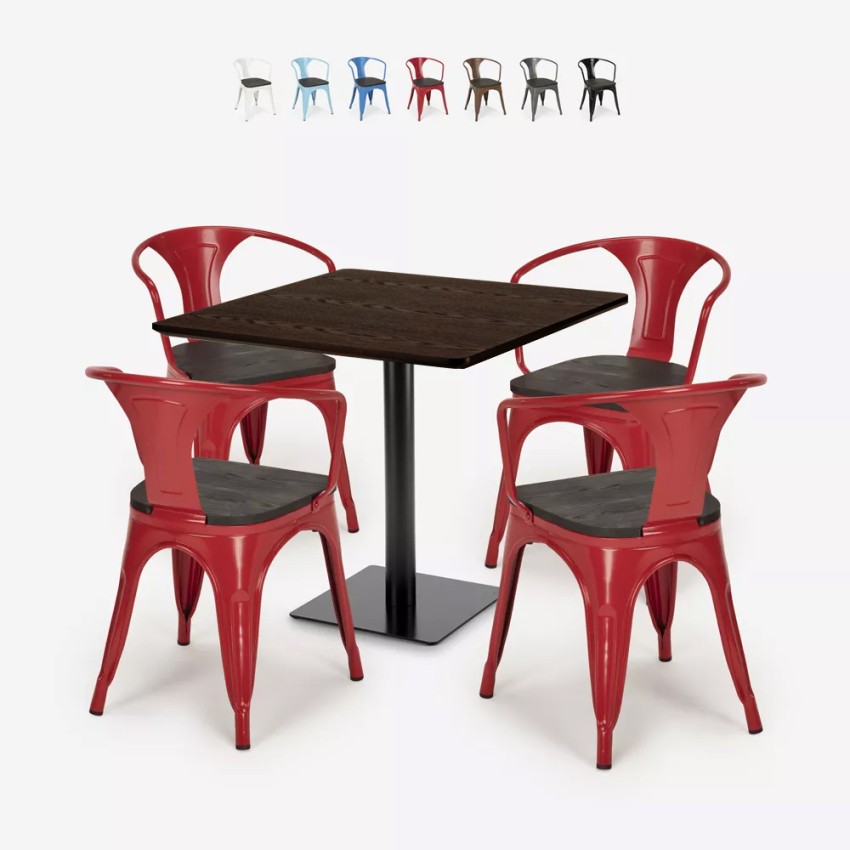 Ensemble 1 table horeca 90x90cm bar restaurant et 4 chaises style burke ...