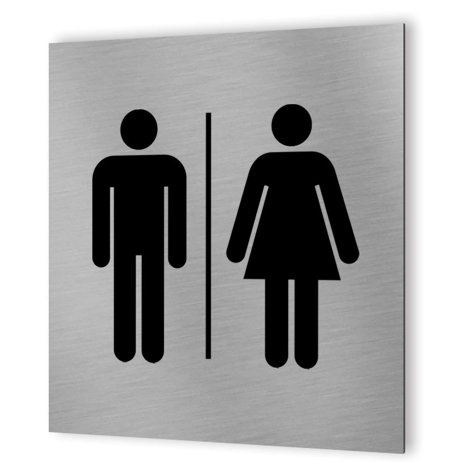Pictogramme WC format 20 cm x 20 cm en Dibond Aluminium brossé - Modèle ...