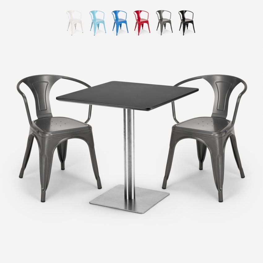 Ensemble 2 chaises style et table 70x70cm horeca bar restaurants ...