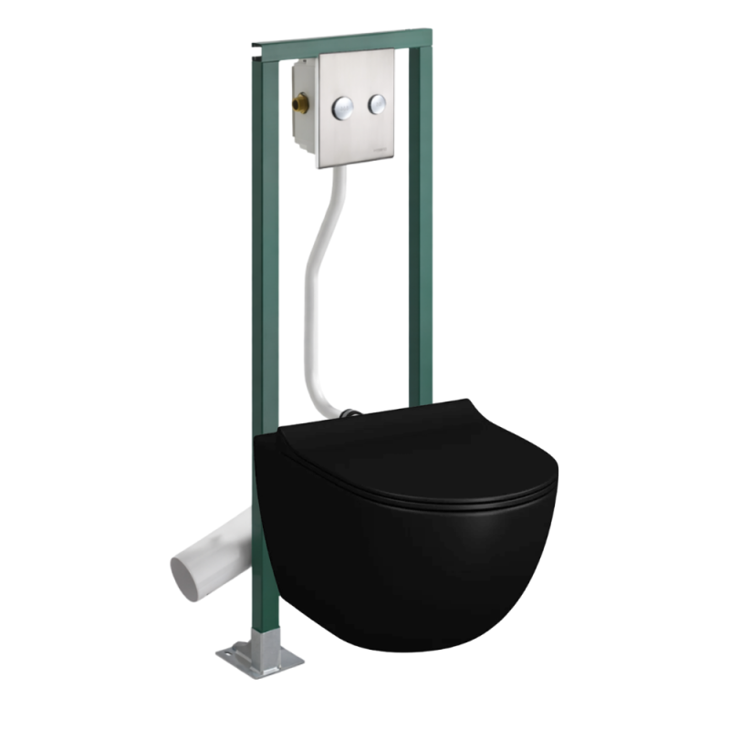 Pack WC suspendu sans bride VitrA Sento noir mat + Abattant frein de ...