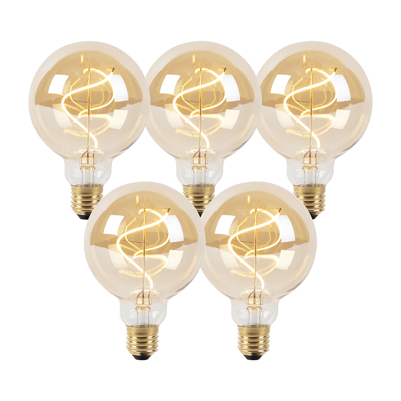 Set di 5 lampadine filamento spirale LED E27 dimmerabili G95 GOLDLINE | Leroy Merlin