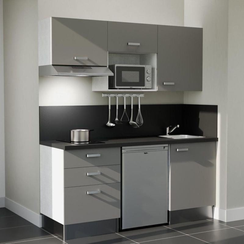Kitchenette K20L-PT - 180 cm - plan stratifié, évier inox, - Façade ...