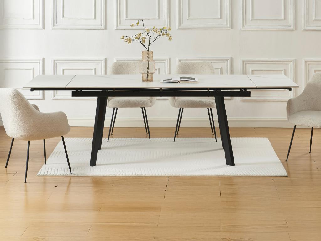 Table à manger extensible 6 à 10 personnes en céramique et métal ...