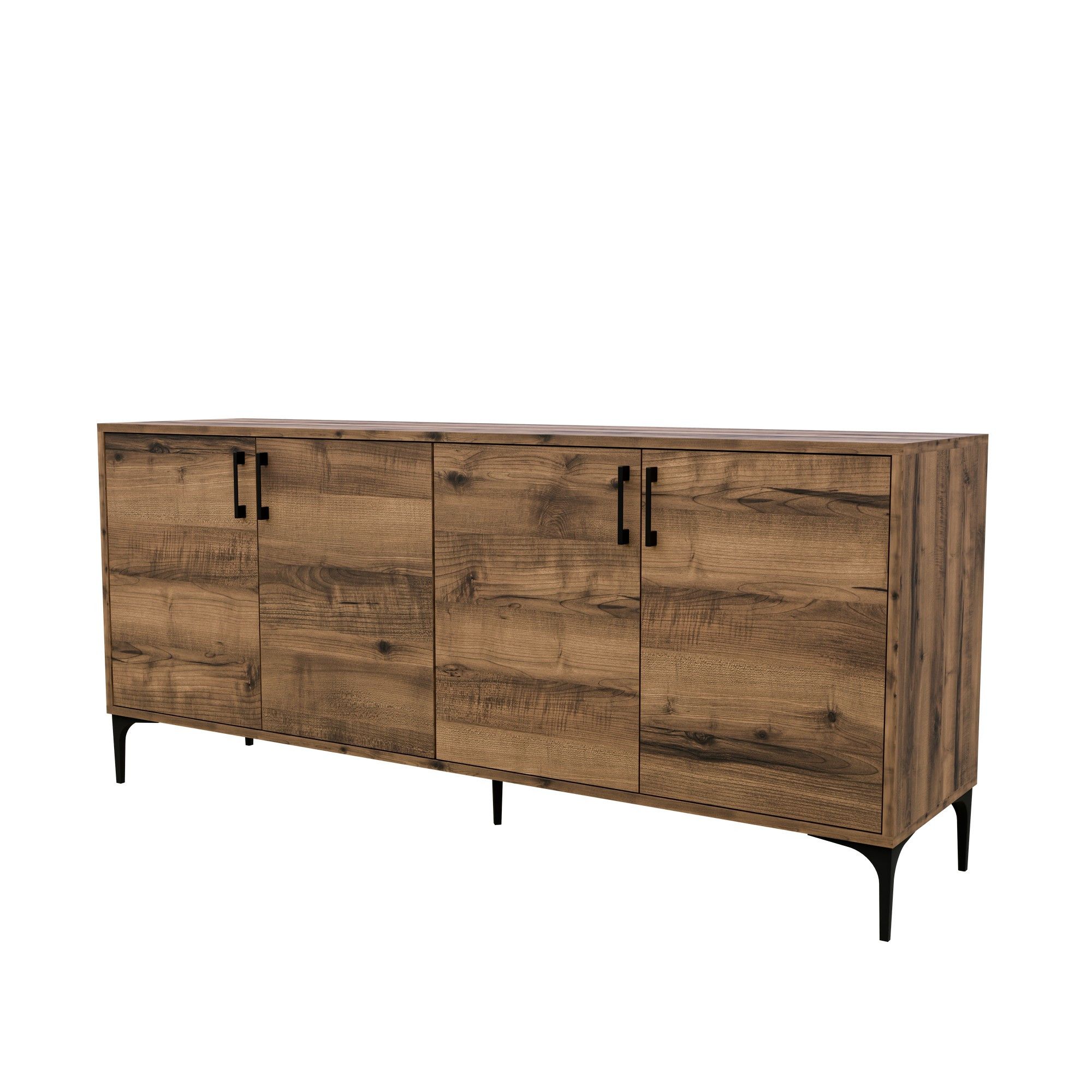 Buffet moderne 4 portes Elliot L180cm Bois foncé | Leroy Merlin