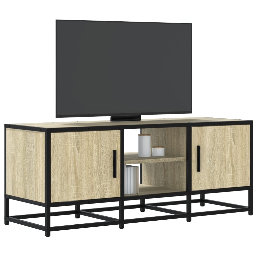 Mueble TV roble Sonoma 100x35x41 cm madera contrachapada y metal ...