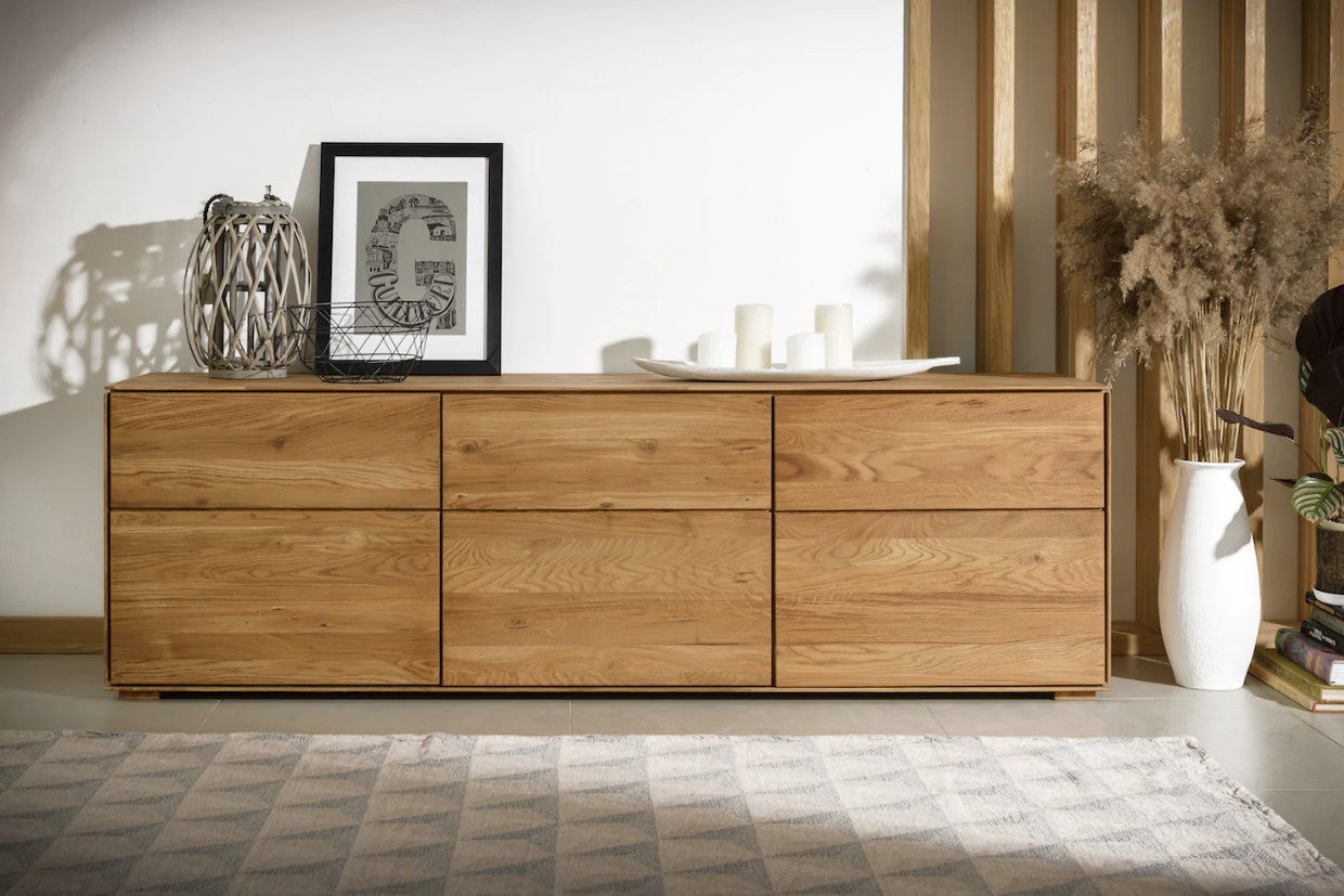 Buffet bas en bois de chêne massif 3 portes Inka 172cm | Leroy Merlin