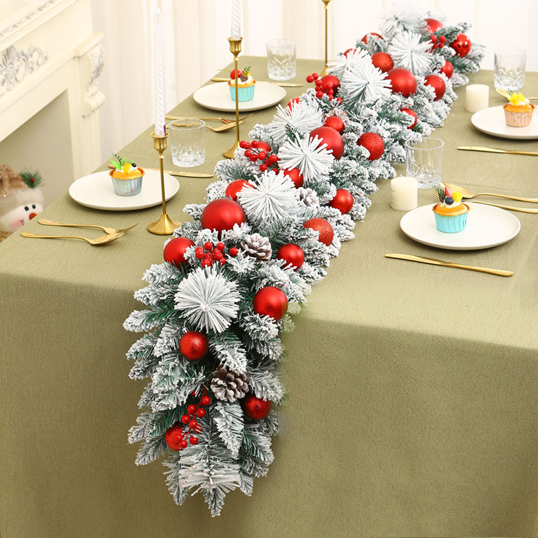 Guirlande de Noël 180 cm, décoration de Noël, vigne de fleurs ...