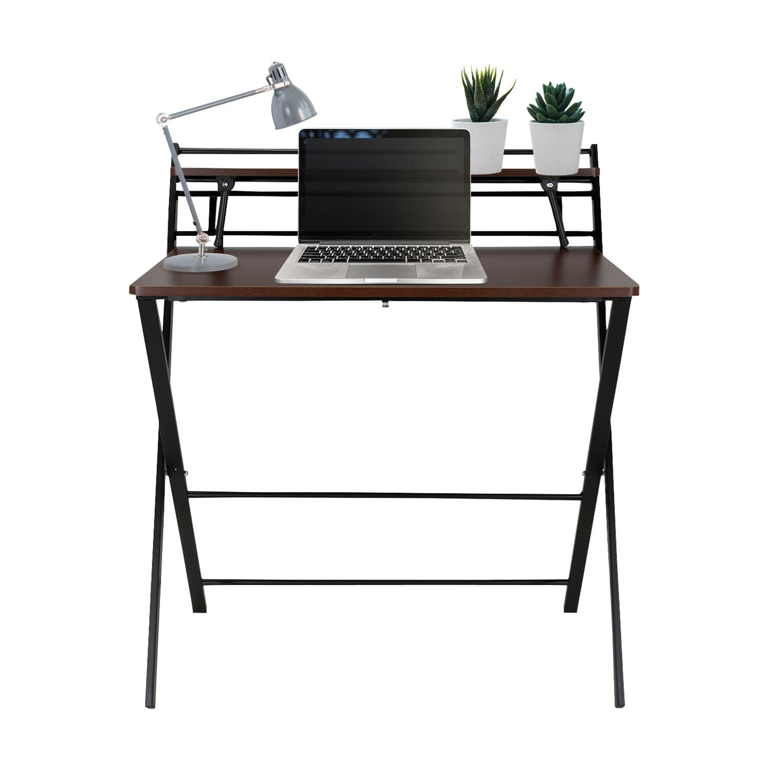 Bureau EASY CLAP 92 x 84 Noir / Noyer hjh OFFICE | Leroy Merlin