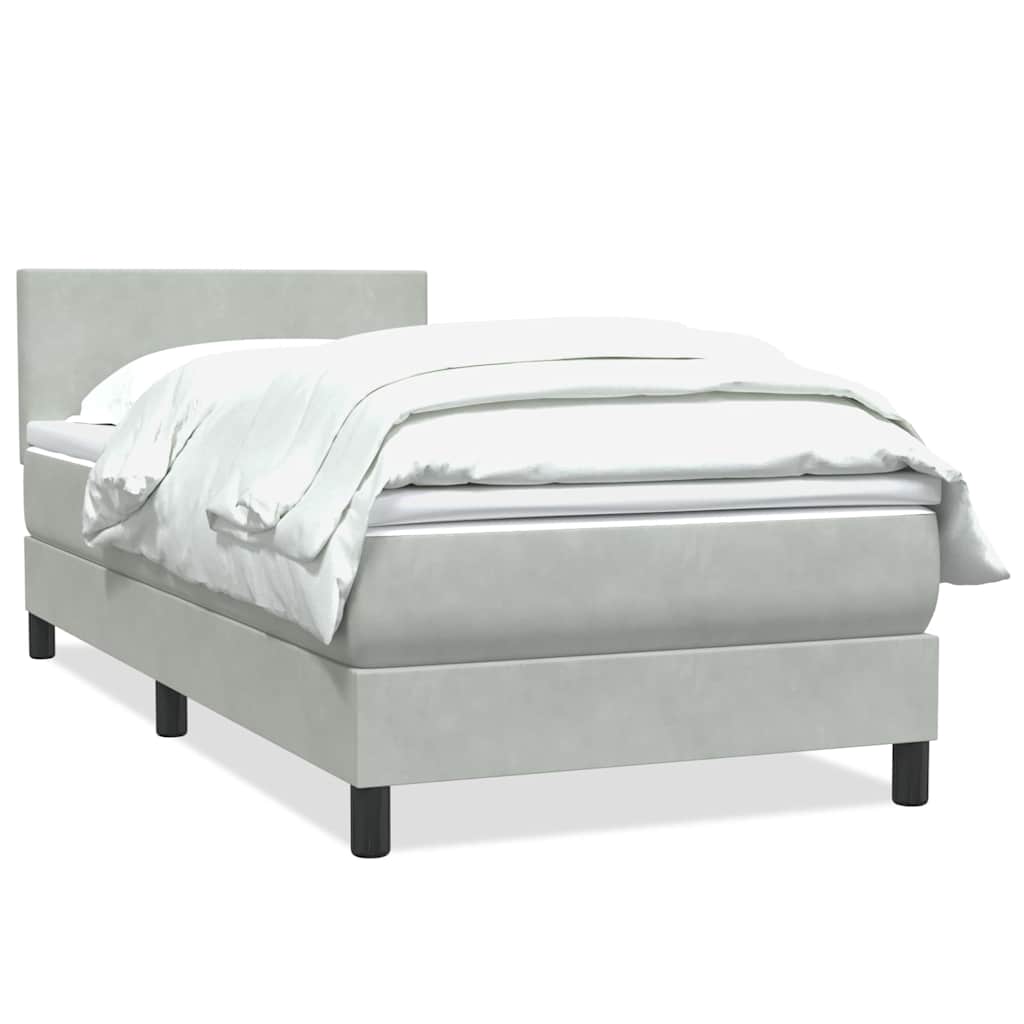 Cama box spring con colchón terciopelo gris claro 80x210 cm | Leroy Merlin