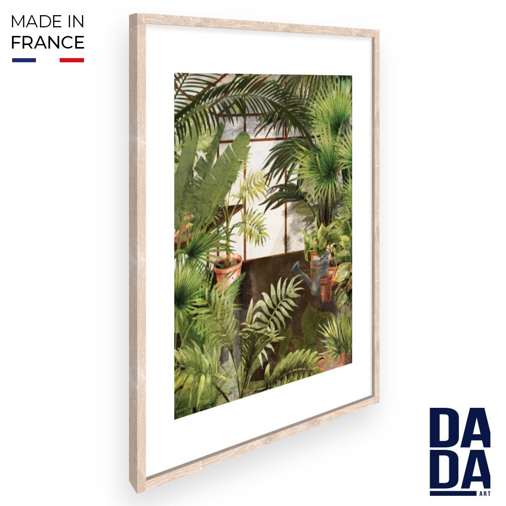 Image encadrée avec cadre CHÊNE / 40x50cm / Jardin tropical luxuriant ...
