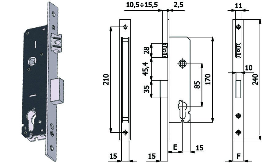 CERRADURA DE EMBUTIR VERTICAL 1300 OMEC BQ INOX F.MM 22 F.SAG. M1+SCR E ...