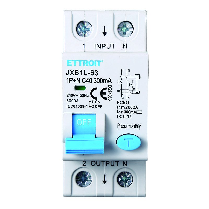 ETTROIT Interruttore Magnetotermico Differenziale 1P+N 40A 6KA 300mA 220V Occupa 2 Moduli DIN ...