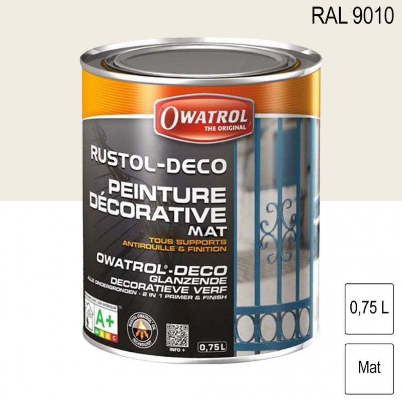 Peinture décorative antirouille Rustol Deco RAL 9010 Blanc pur mat 0 ...