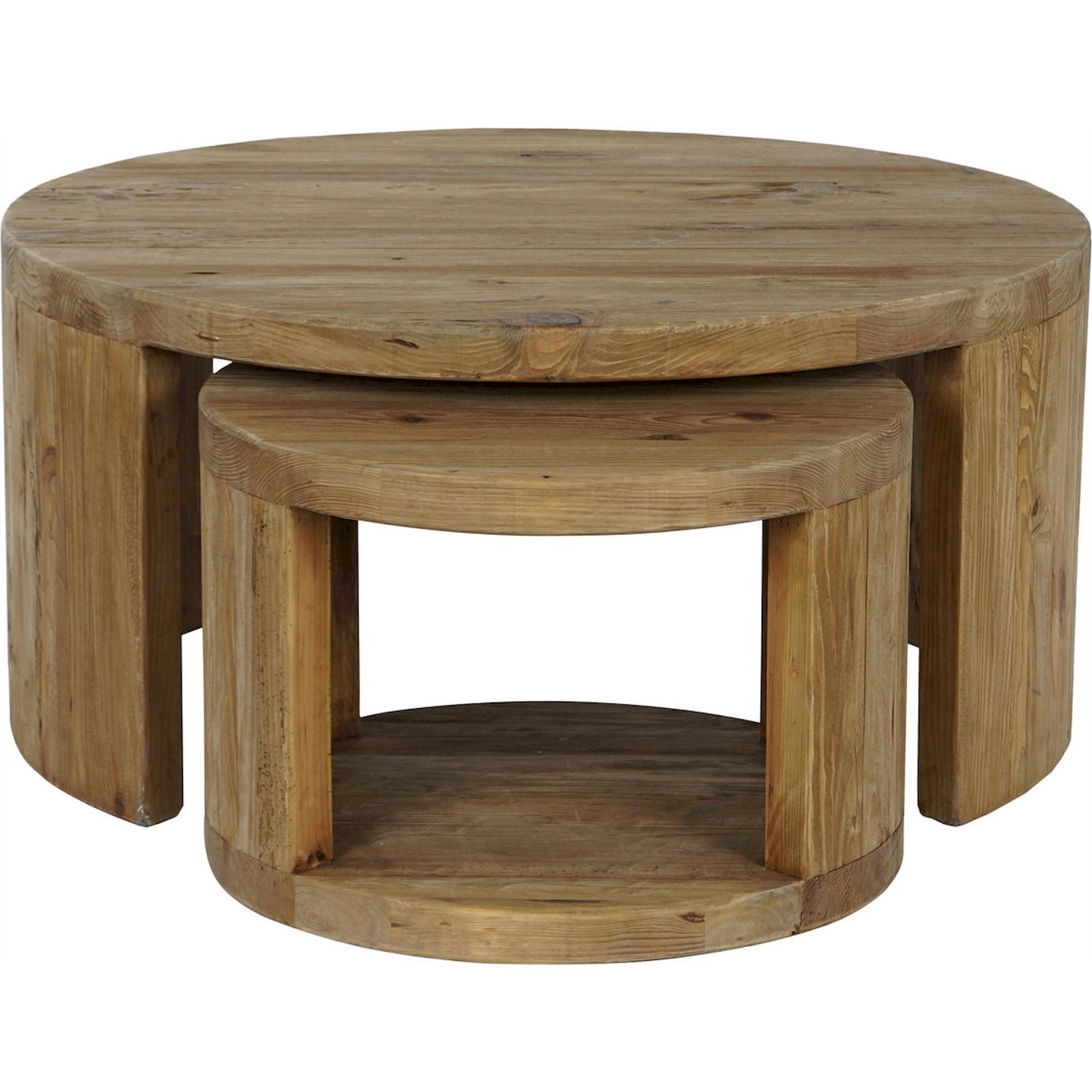 Table gigogne bois recyclé pour salon authentique 99 x 99 x 48 cm Bois ...