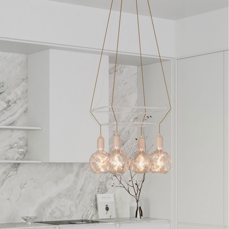 Creative cables - Lustre 2 Cage avec 4 bras Globo Bumped (Neutre ...