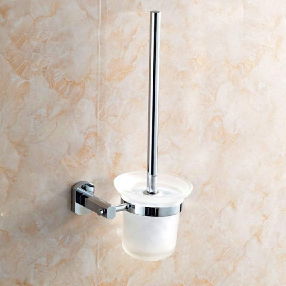 Support mural pour brosse de toilette, finition chromée, verre dépoli ...