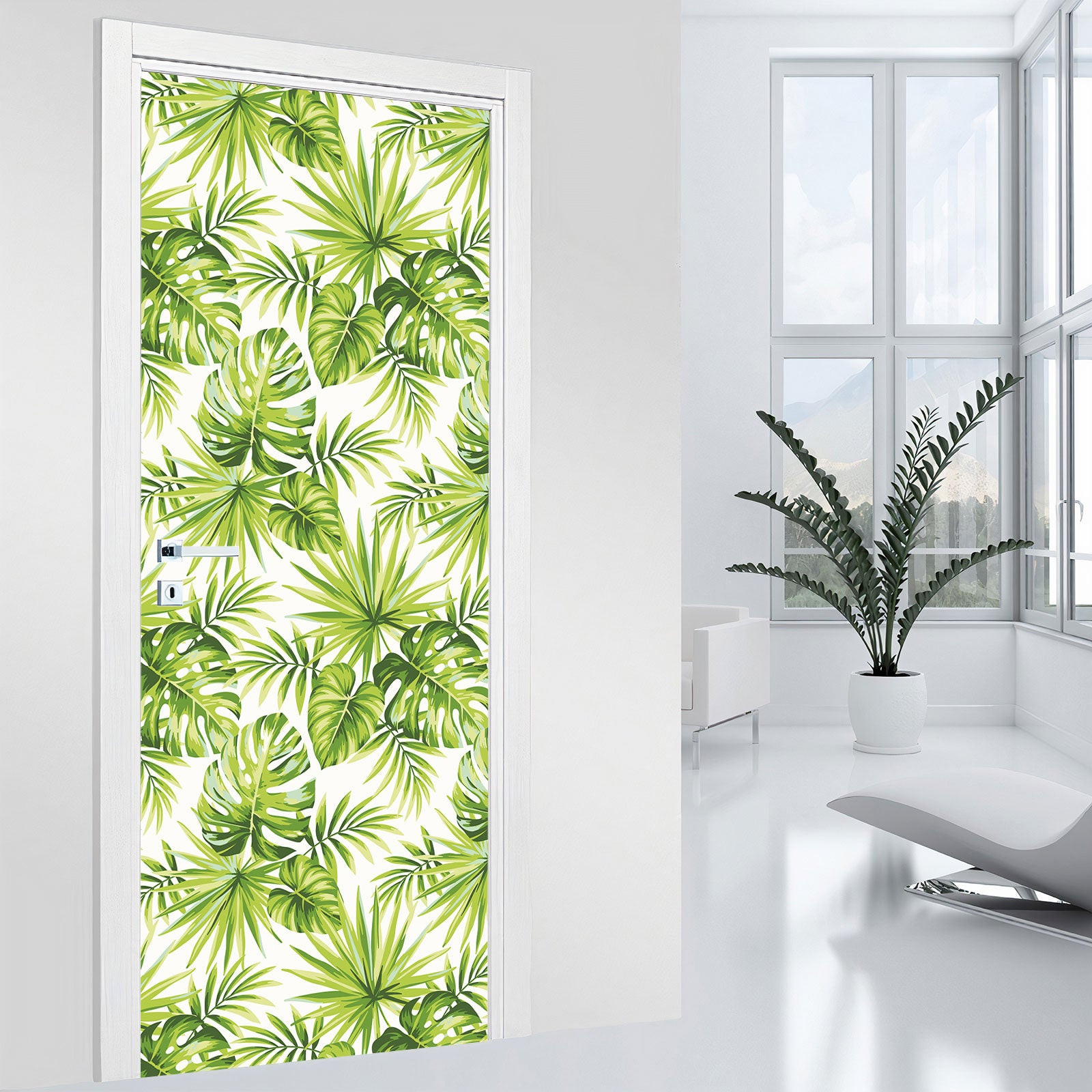 Vinilo Adhesivo para puerta - Tropical - Adhesivo + Protección mate - Anchura 73 x Altura 205 cm ...
