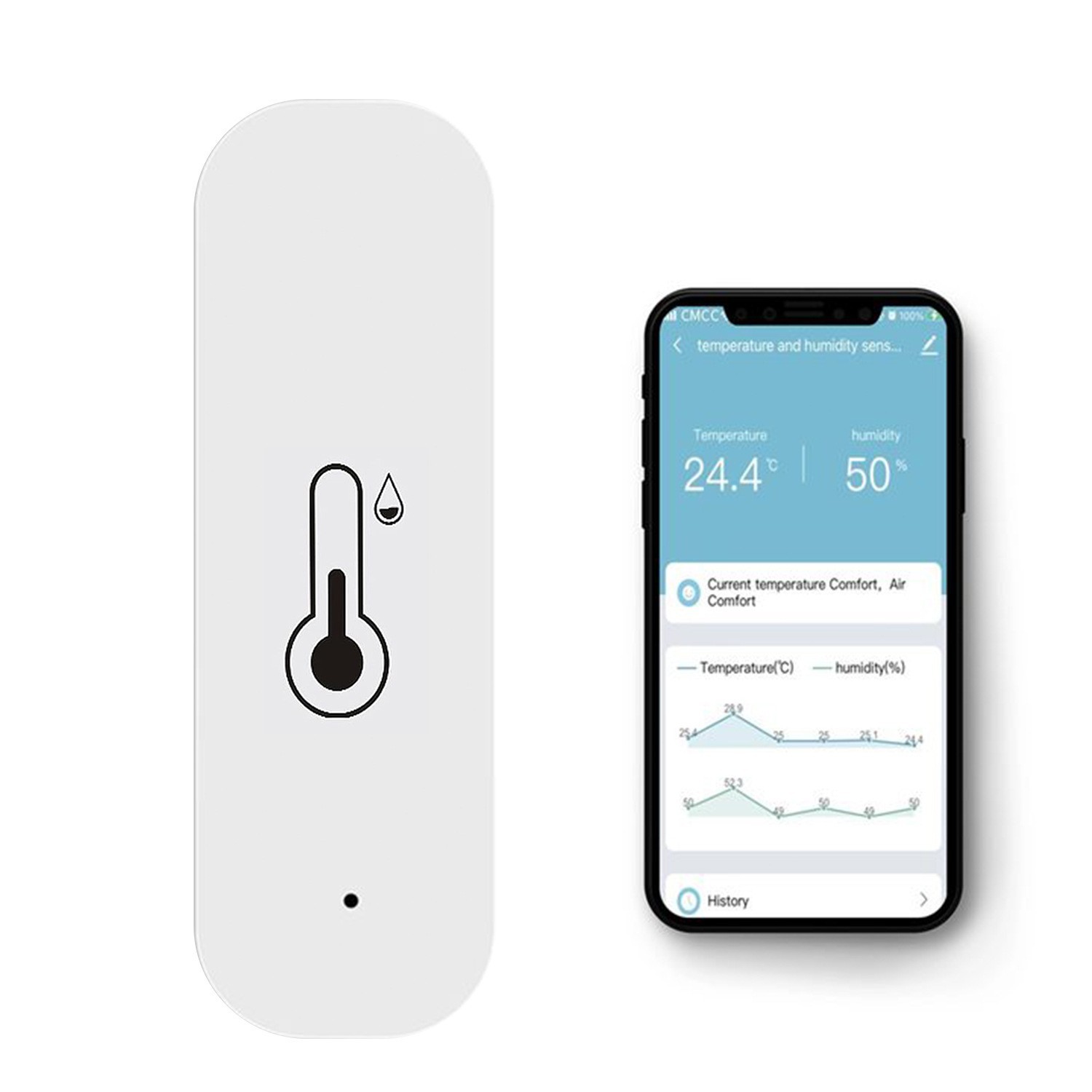 Détecteur intelligent mini wifi bluetooth de température et d'humidité ...