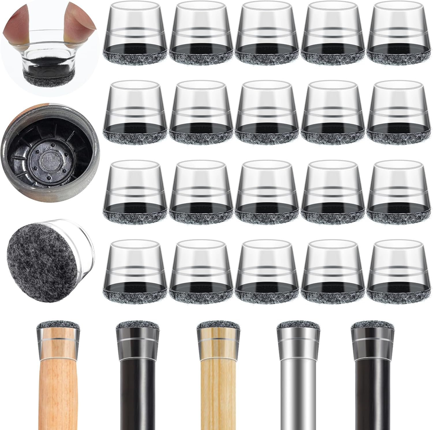 40 Pcs Embout Pied de Chaise, Patin de Chaise Élastique Protection Pied ...