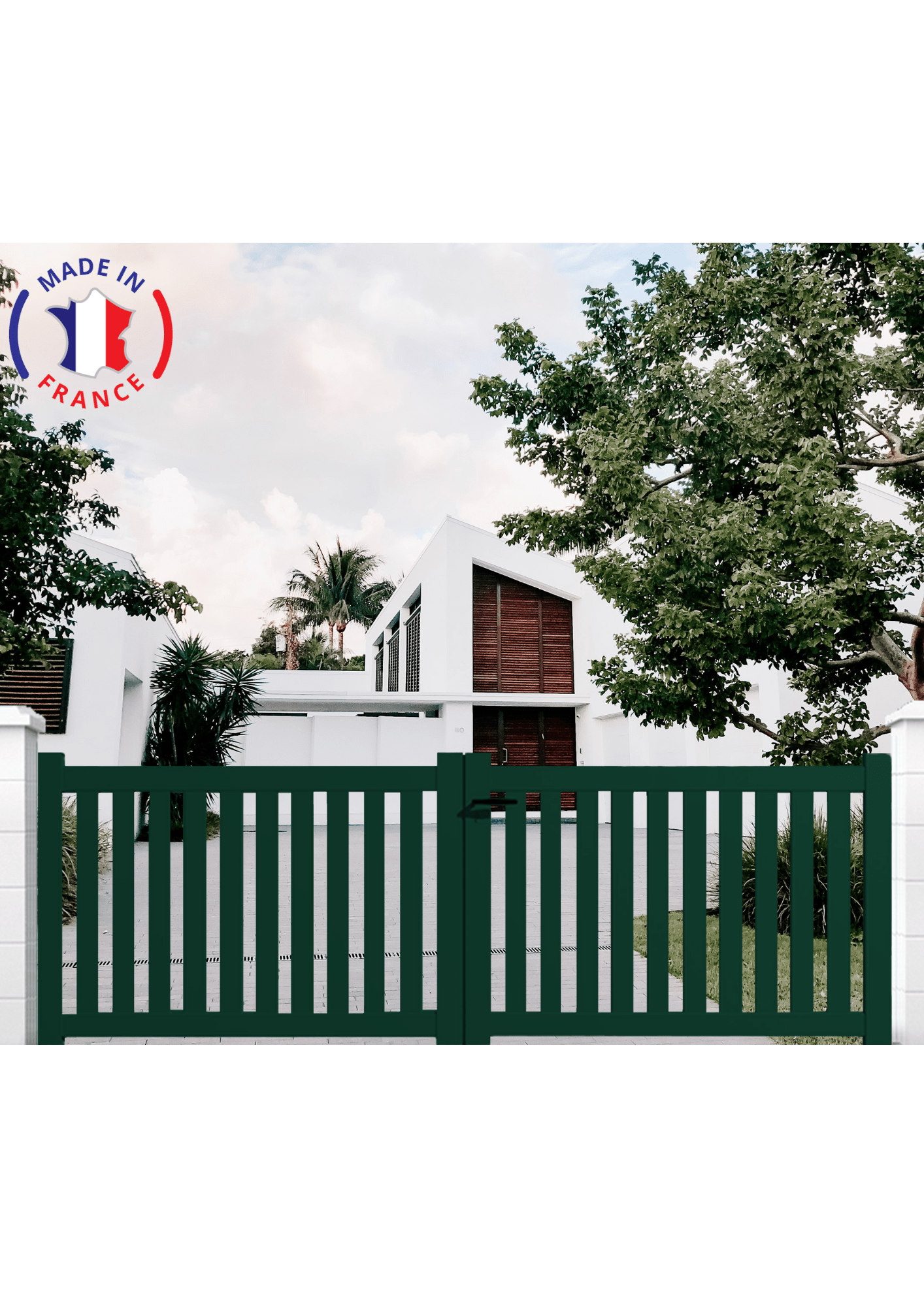 Portail aluminium battant ajouré en kit dimensions L.3500 (entre piliers) X H.1200 mm Couleurs ...