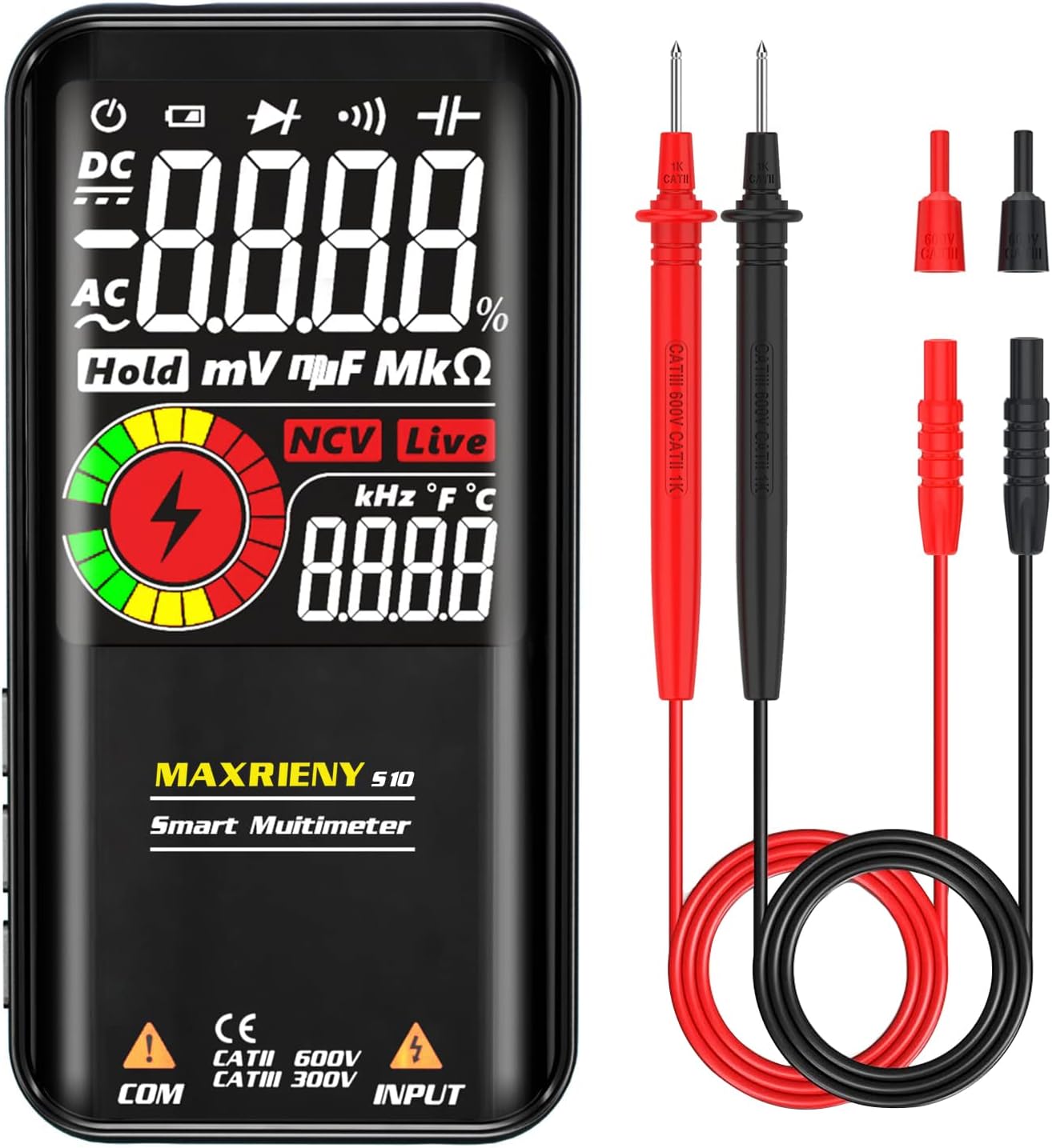 Multímetro digital inteligente automático con pantalla grande a color ...