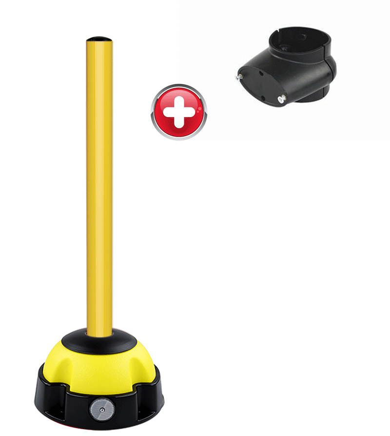 Poteau aluminium Jaune sur socle balise avec collier de liaison ...