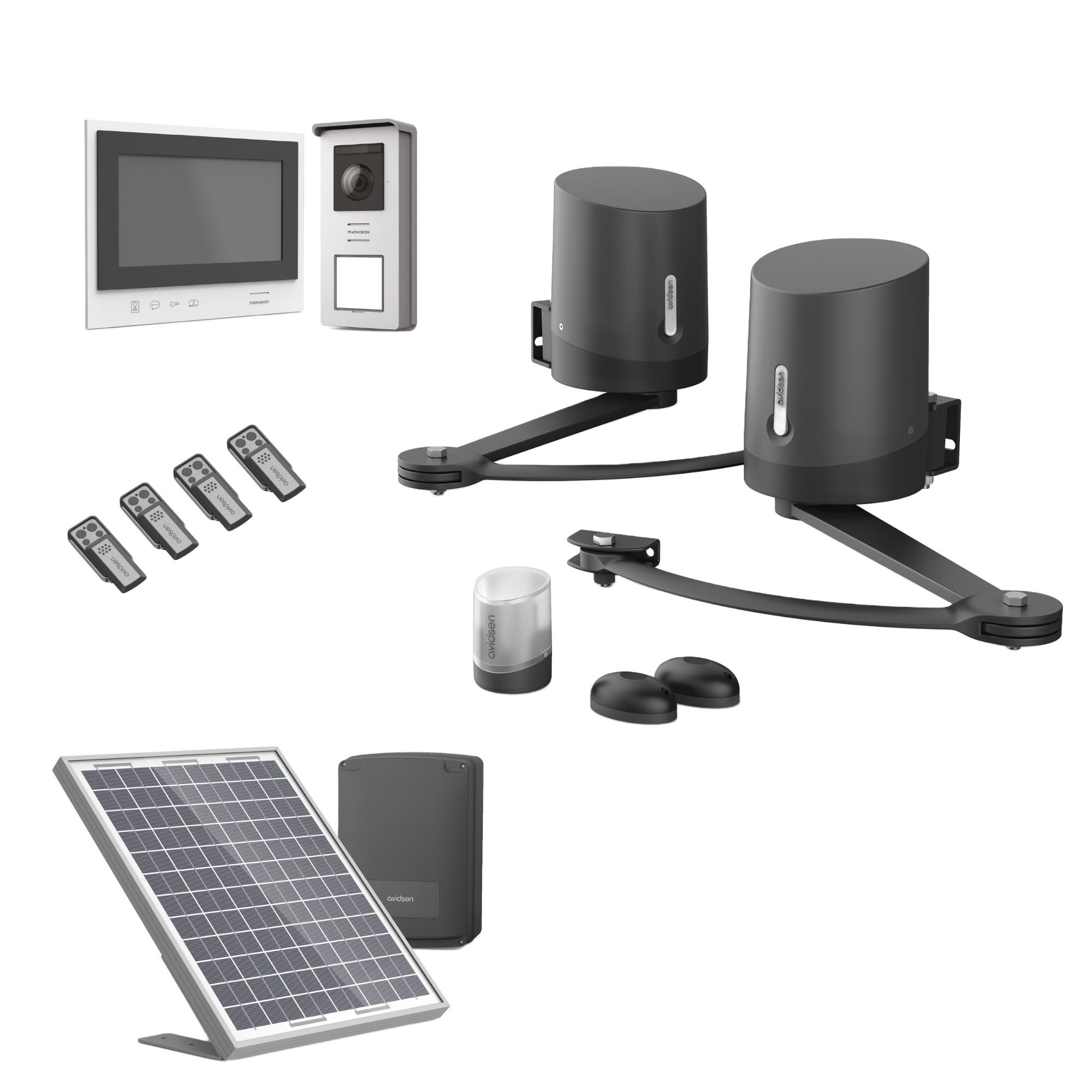 Pack motorisation portail battant solaire et Visiophone sans fil 100% ...