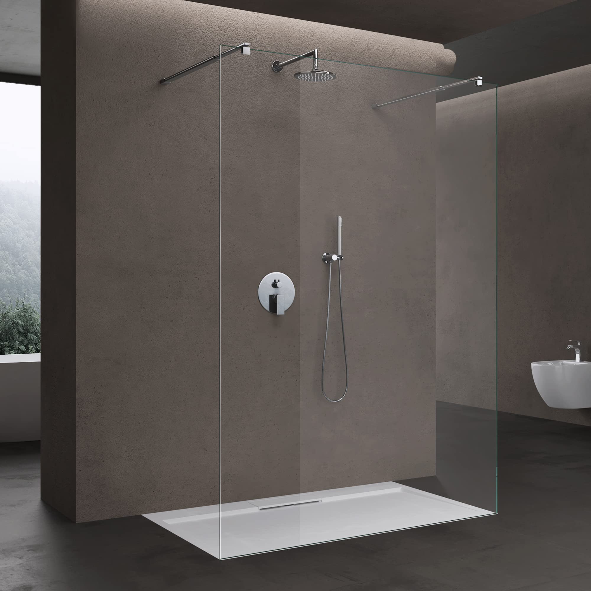 Paroi de Douche à L'italienne 128x200cm, Pare-Douche Transparent, Verre ...