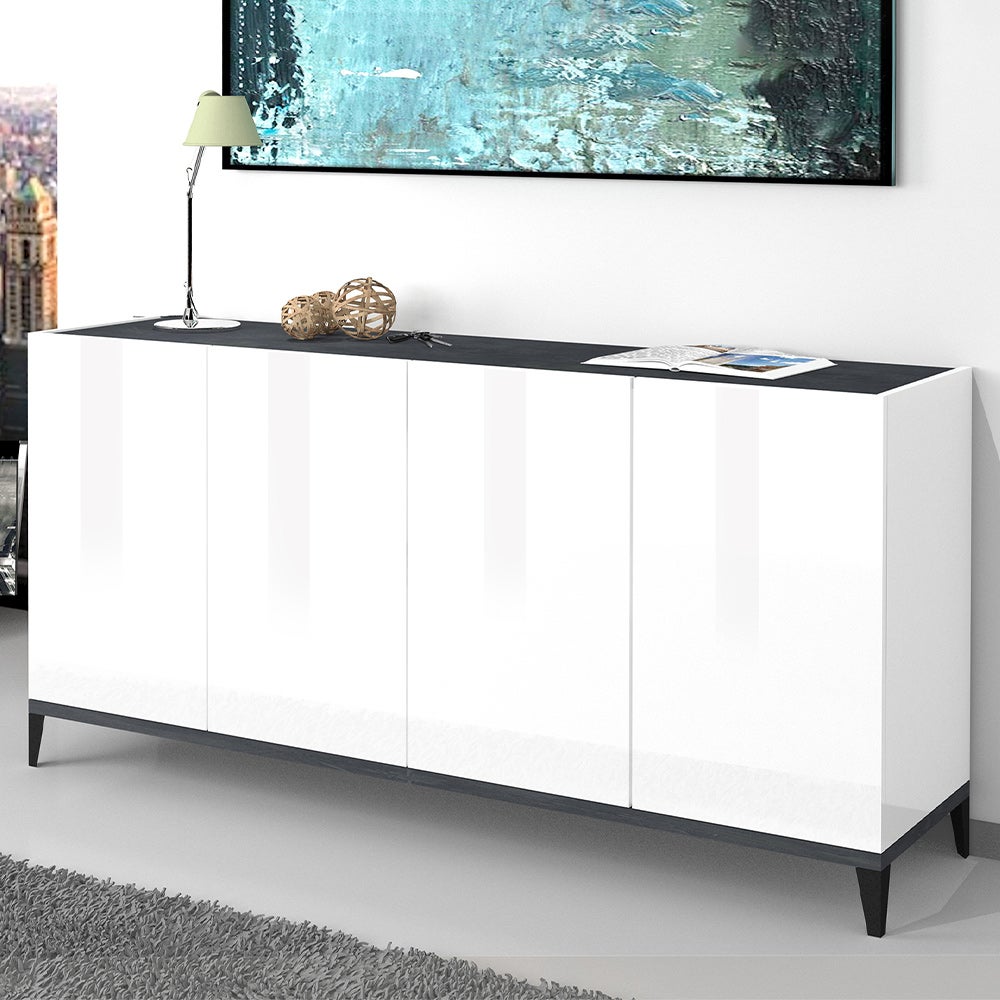 Buffet salon entrée cuisine 4 portes 160x40cm design moderne Audrey ...