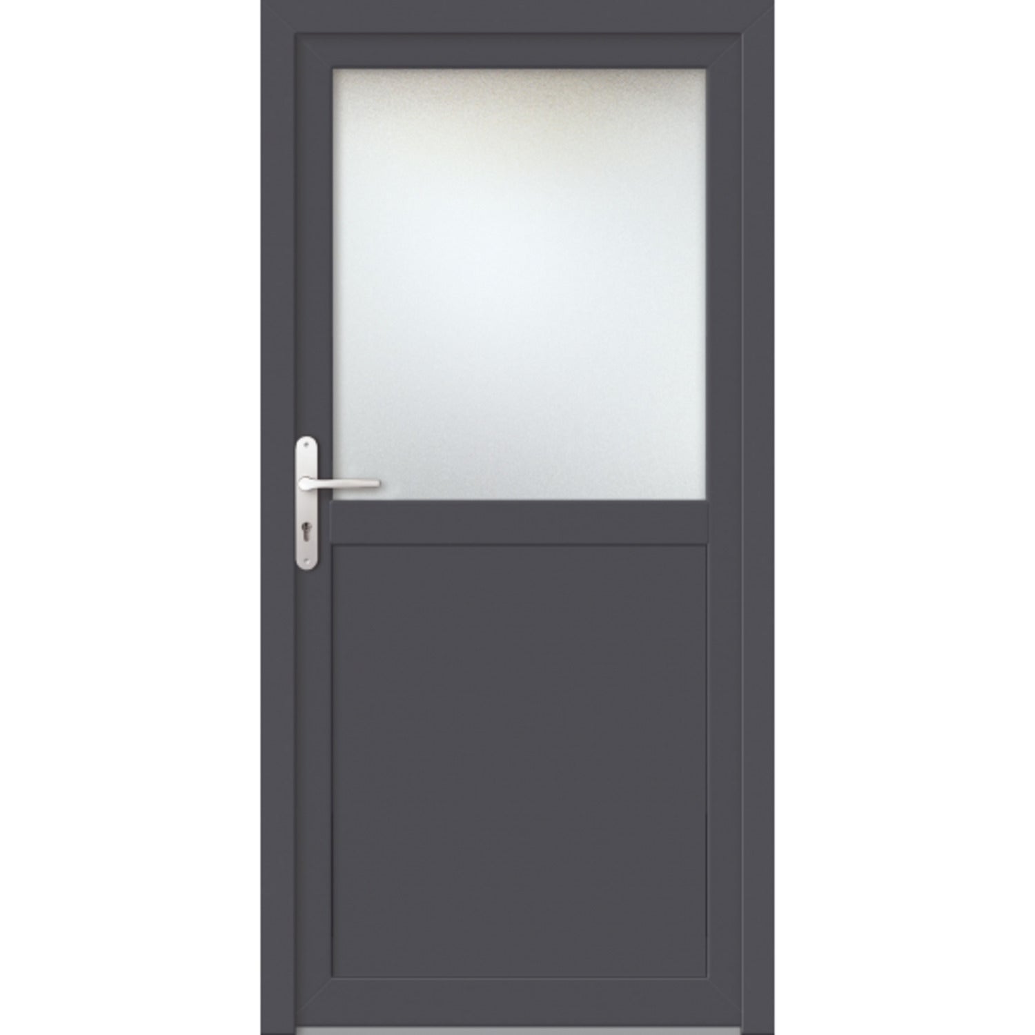 Porte de service PVC anthracite L 960mm x H 2150mm ouvant droit | Leroy ...