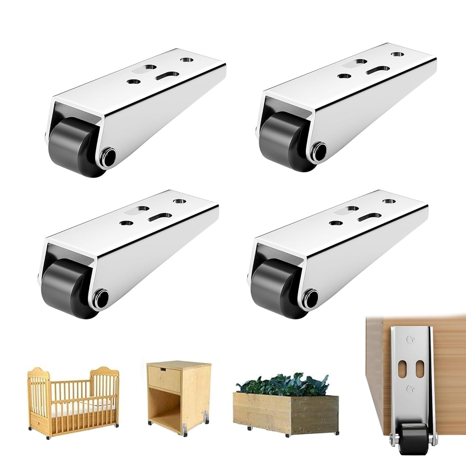 Roulettes pour Meubles, 4 Pièces Universelles Roulettes Fixes pour ...