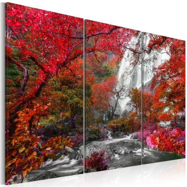 Tableau Beautiful Waterfall: Autumnal Forest 90x60 cm | Leroy Merlin
