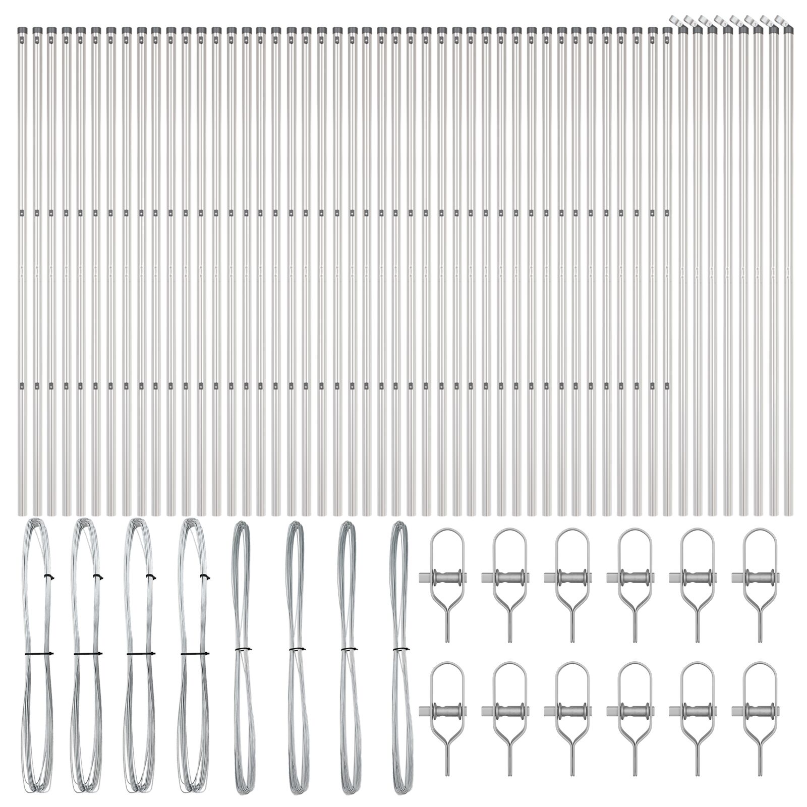 Postes de Cerca 52 uds Ø32 mm 170 cm Acero Galvanizado CFW5332701 ...