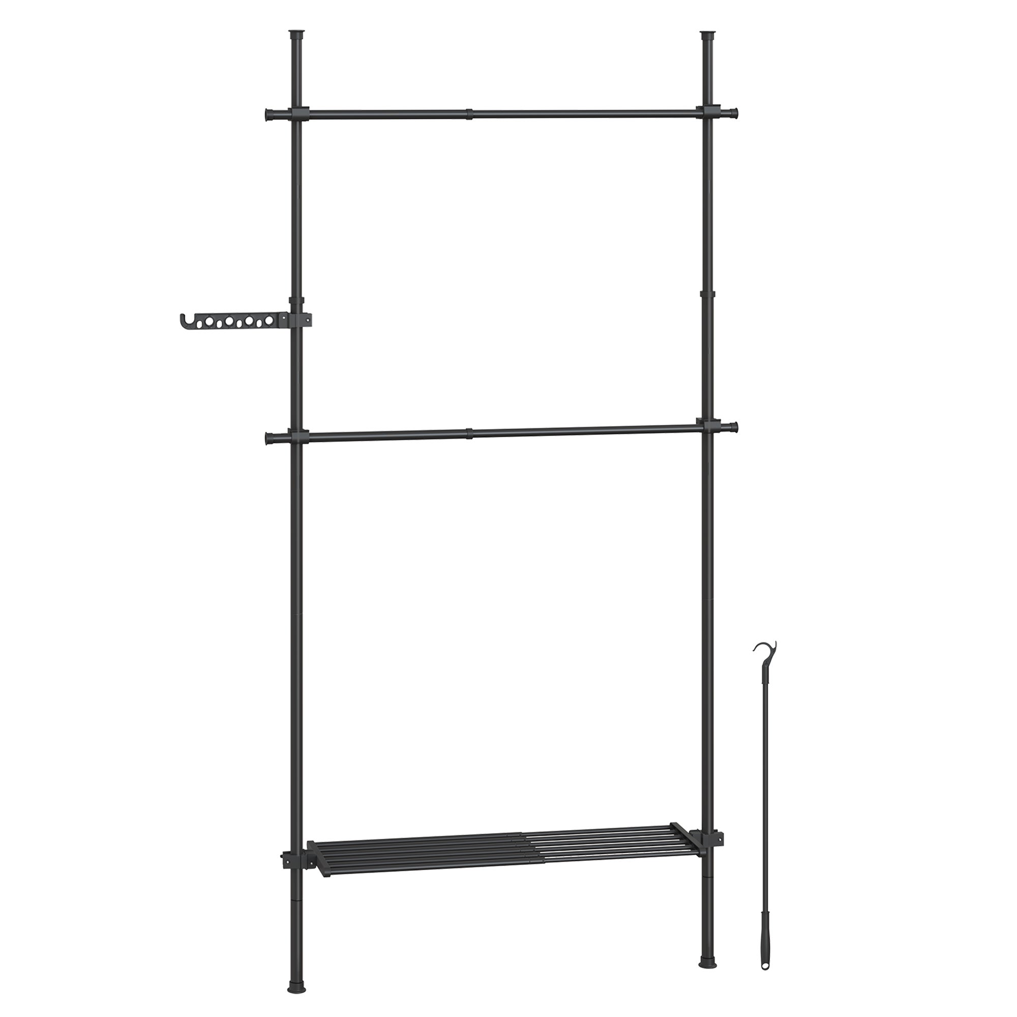 Portant à Vêtement du Sol au Plafond, Rangement 3 Niveaux, Étagère ...
