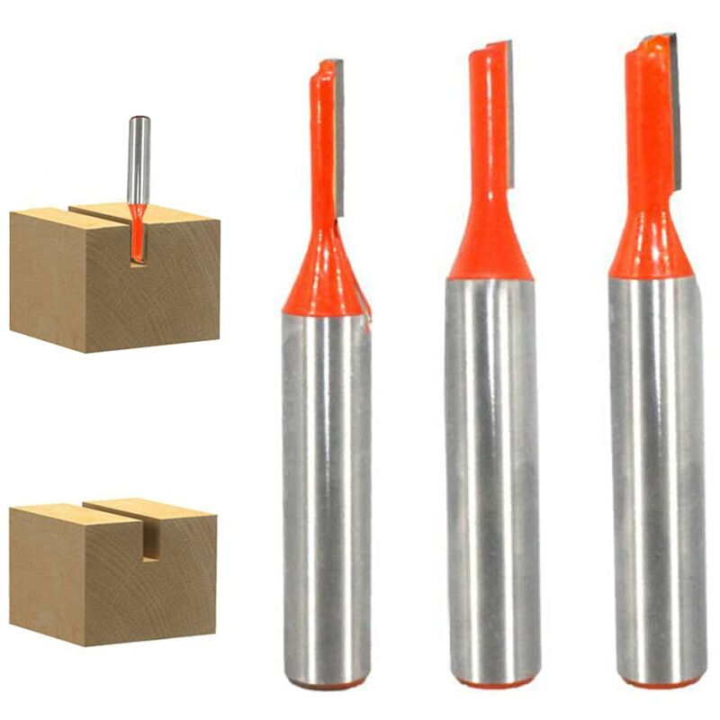 8mm Fraise Droite Defonceuse, 3 pièces Fraises à Défoncer Carbure De Tungstène Mèche de Routeur ...