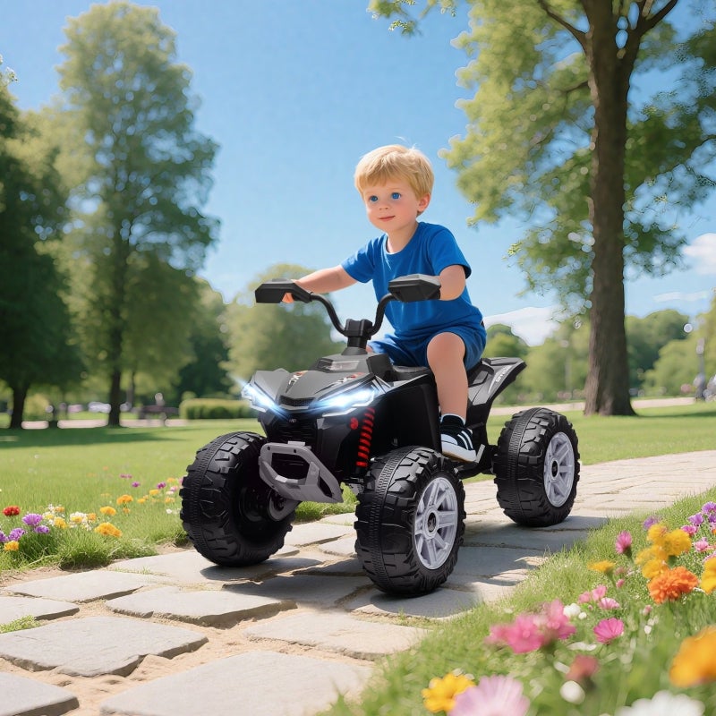 Quad Électrique Enfant 24v - Phares, USB, Mp3 - 6.5 Km/h - 3-8 Ans,noir ...