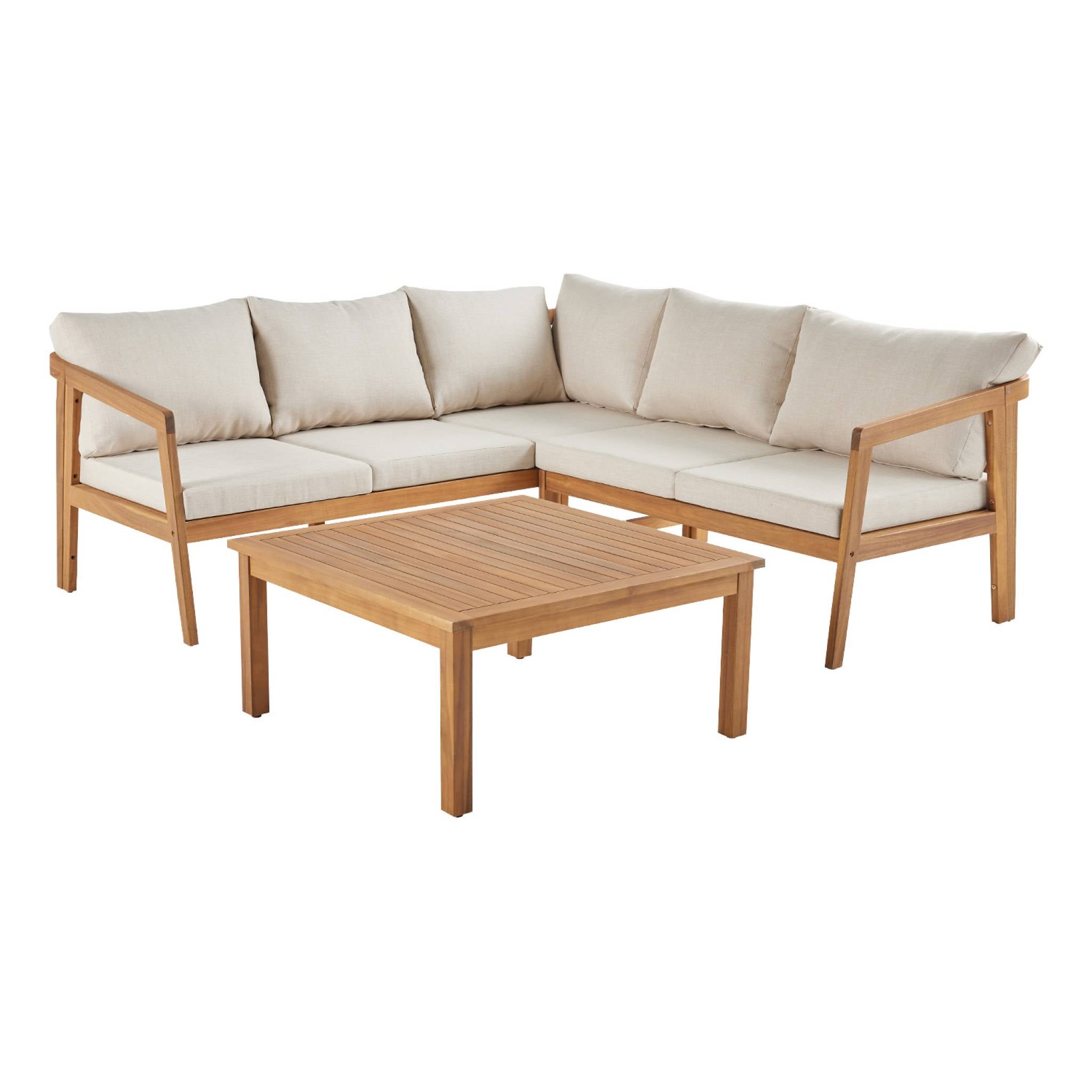 Conjunto de muebles de jardín para rincón en acacia, 5 plazas Beige ...