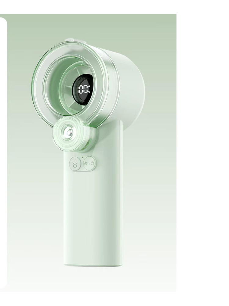 Portable handheld misting fan, equipped with a 13,000 RPM turbine motor ...