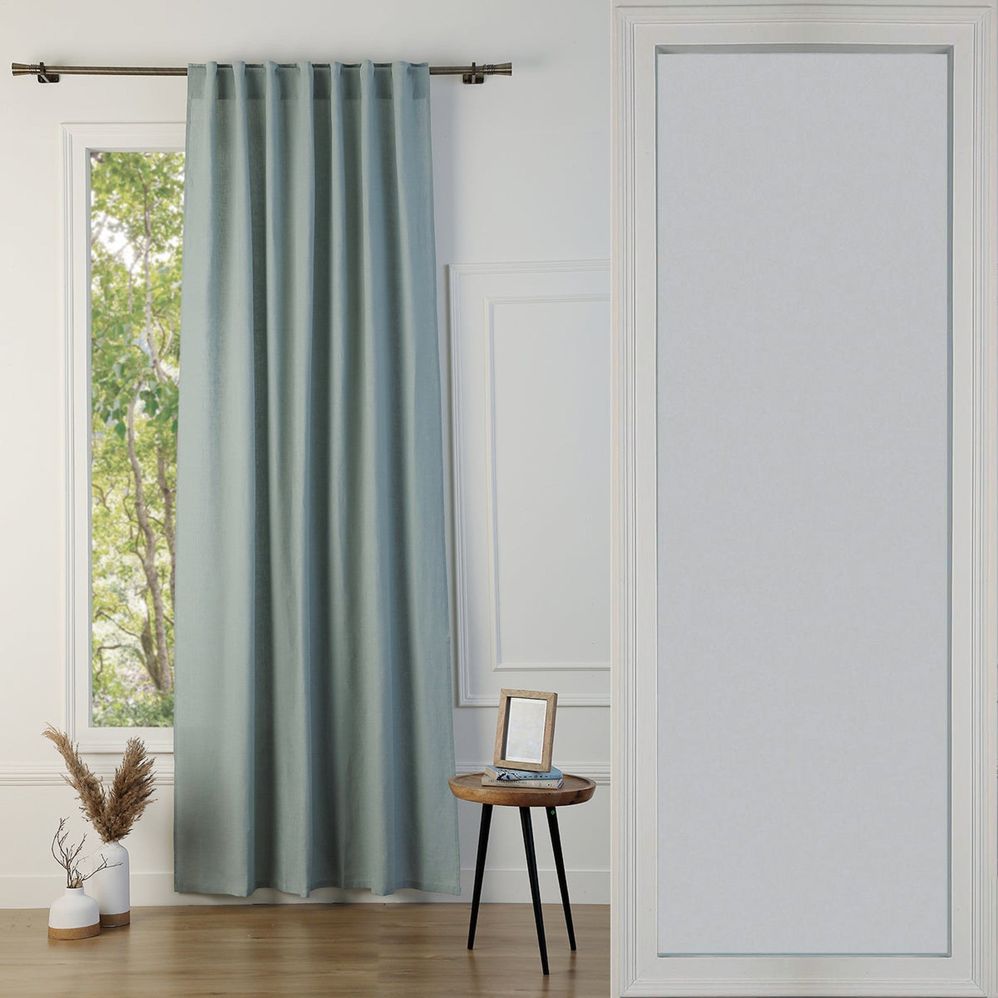 Rideau à passant 140x260 lin lavé vert céladon | Leroy Merlin