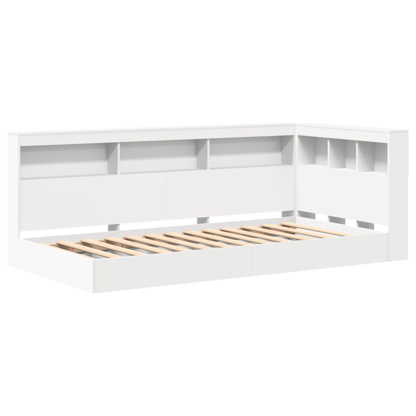 Cama individual | Cama para adultos | Cama con Librero Blanca 75x190 cm ...