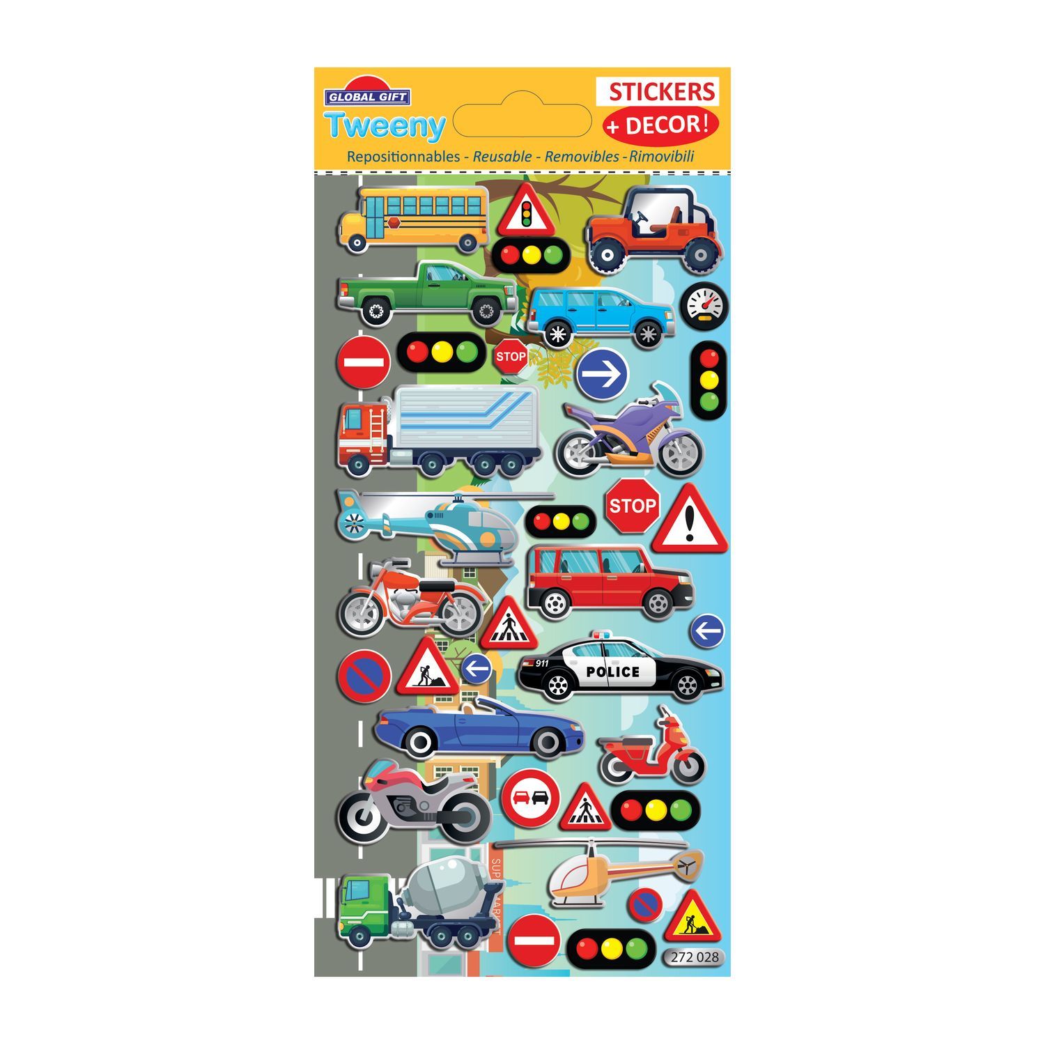 Scène à décorer pour enfants - Sur la route ! - Stickers Puffies ...