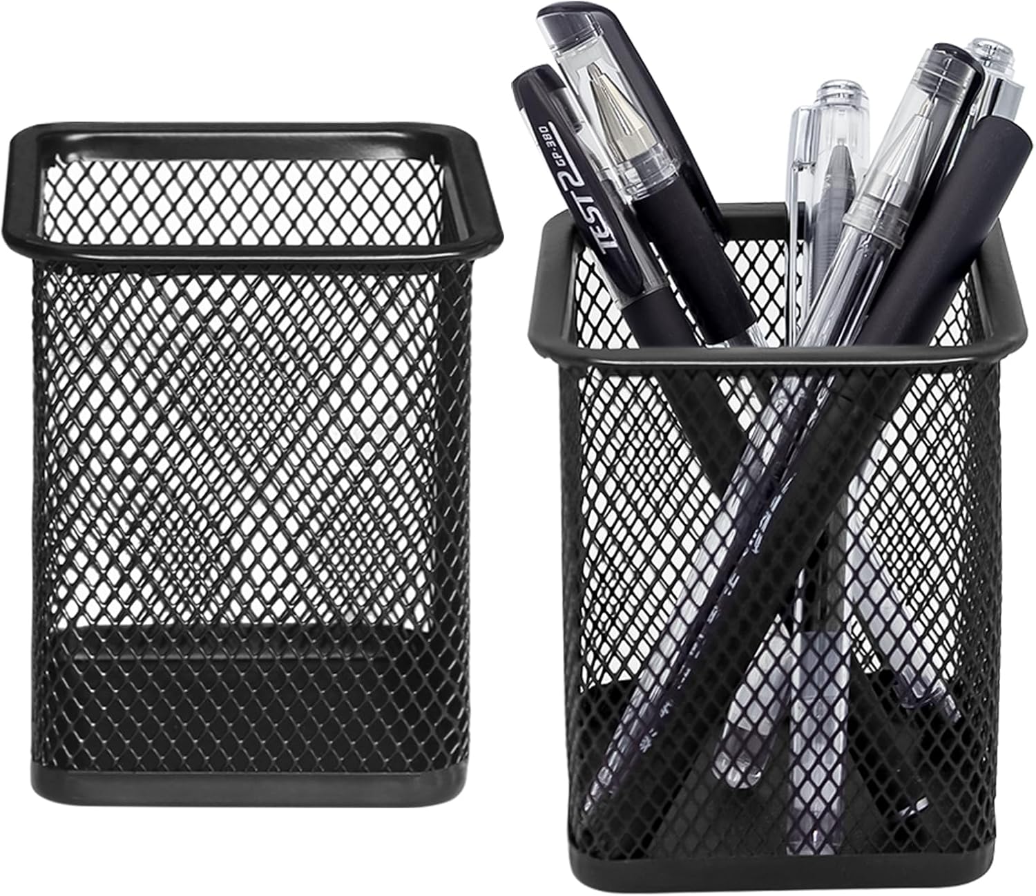 Lot de 2 Pot a Crayon, Pot à Crayons Carré en Métal, Multifonction Pot ...