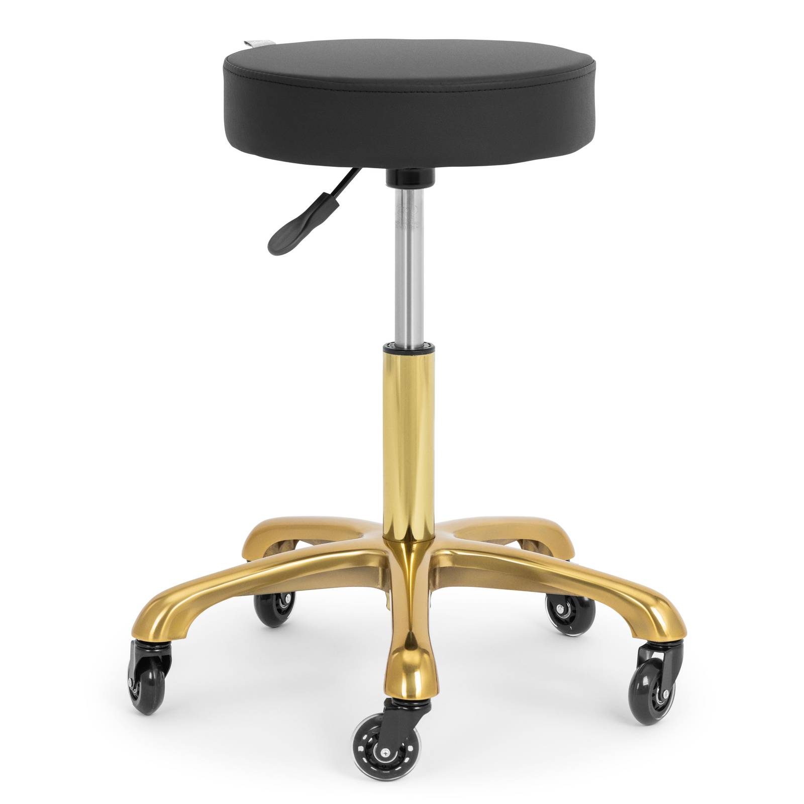 Taburete con ruedas - 54 - 72 cm - 150 kg - negro/dorado | Leroy Merlin